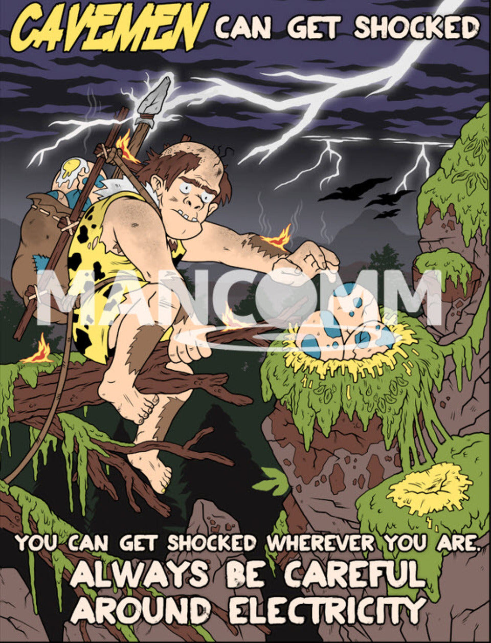CAVEMEN - Shock Safety Poster — Mancomm
