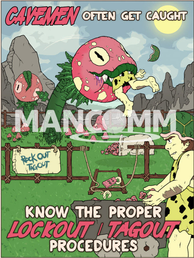 CAVEMEN - Lock Out/Tag Out Safety Poster – Mancomm